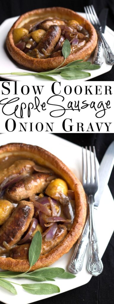 Slow Cooker Apple Sausage in Onion Gravy | Erren's Kitchen