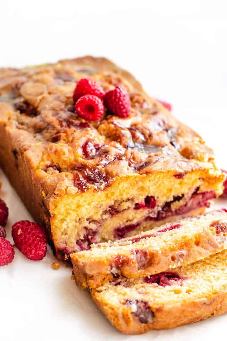 Raspberry Swirled Orange Pound Cake - Sunshine on a plate!