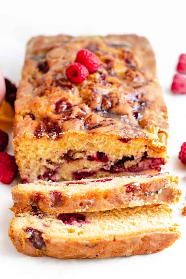 Raspberry Swirled Orange Pound Cake - Sunshine on a plate!