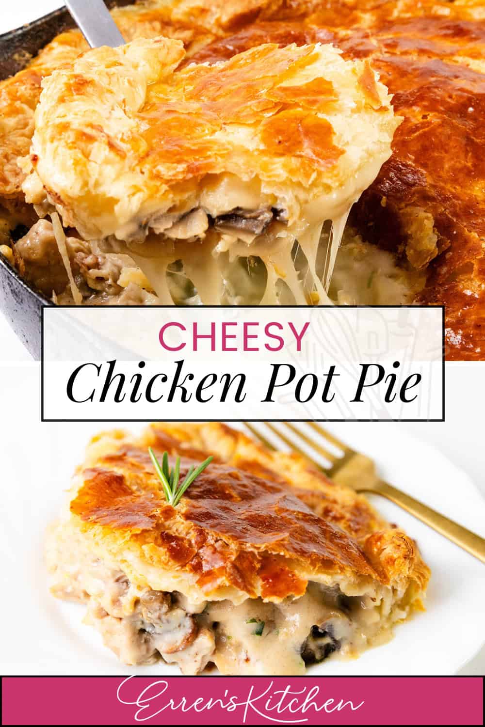 Cheesy Chicken Pot Pie with Puff Pastry