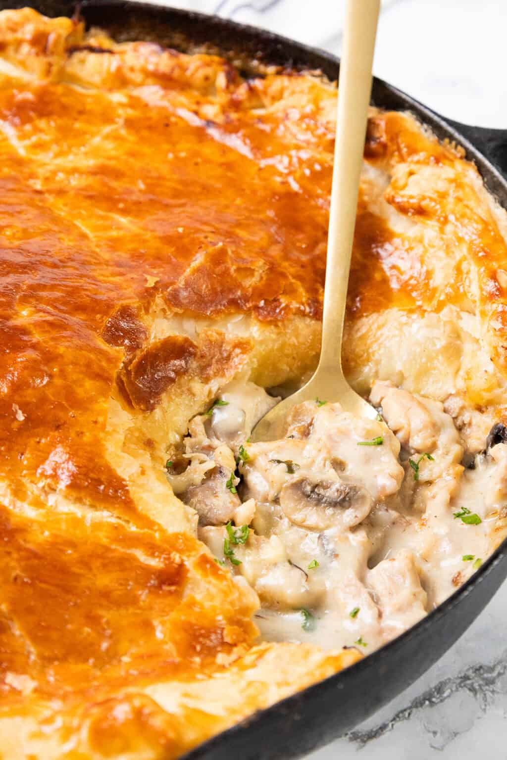 Cheesy Chicken Pot Pie with Puff Pastry