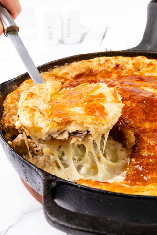 Cheesy Chicken Pot Pie with Puff Pastry