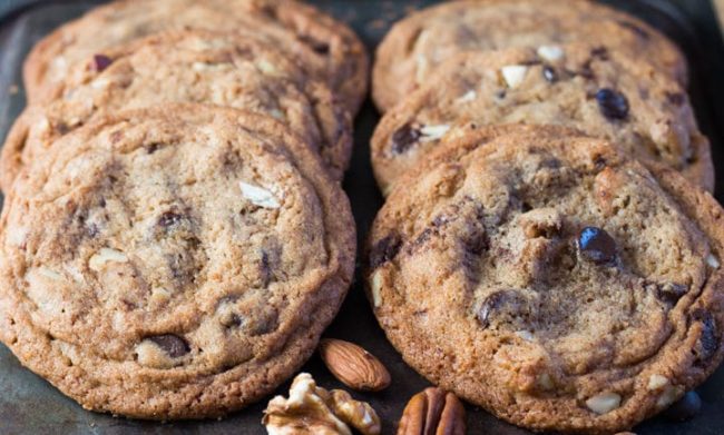 Nutty Chocolate Chip Cookies - nuts, peanut butter and nuttella - Yum!