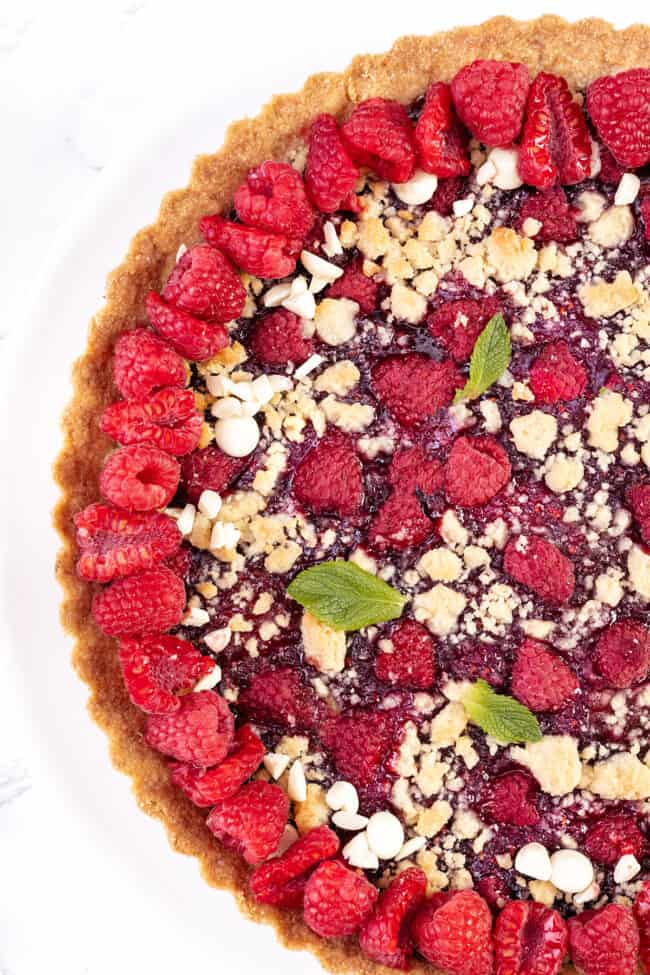 Raspberry & White Chocolate Shortbread Tart - Truly indulgent!