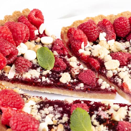Raspberry & White Chocolate Shortbread Tart - Truly indulgent!