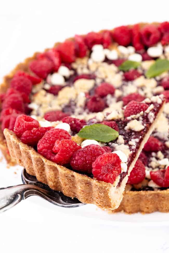 Raspberry & White Chocolate Shortbread Tart - Truly indulgent!