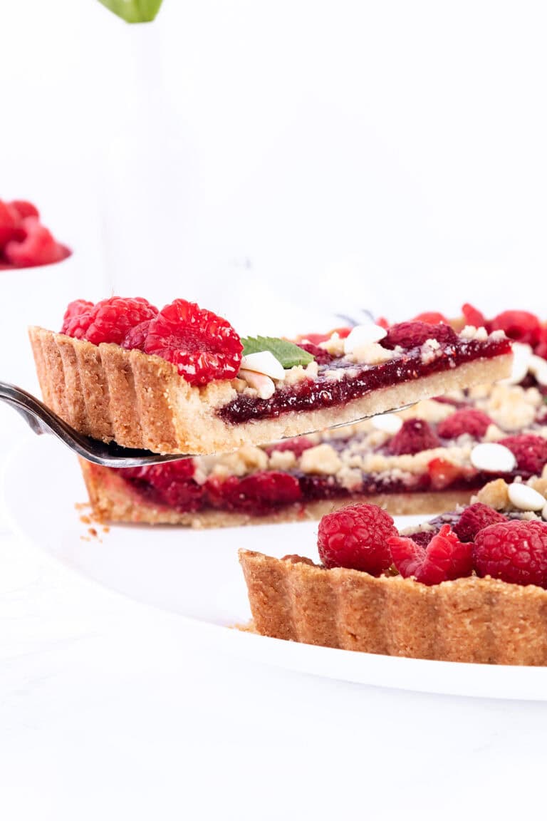 Raspberry & White Chocolate Shortbread Tart - Truly indulgent!