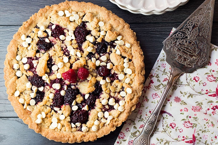 Raspberry & White Chocolate Shortbread Tart - Truly indulgent!