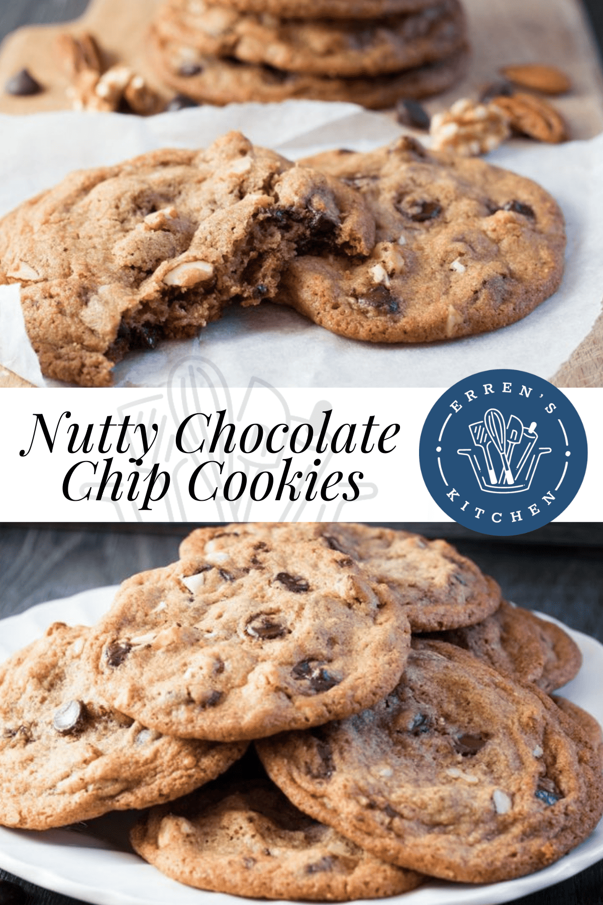 Nutty Chocolate Chip Cookies - nuts, peanut butter and nuttella - Yum!