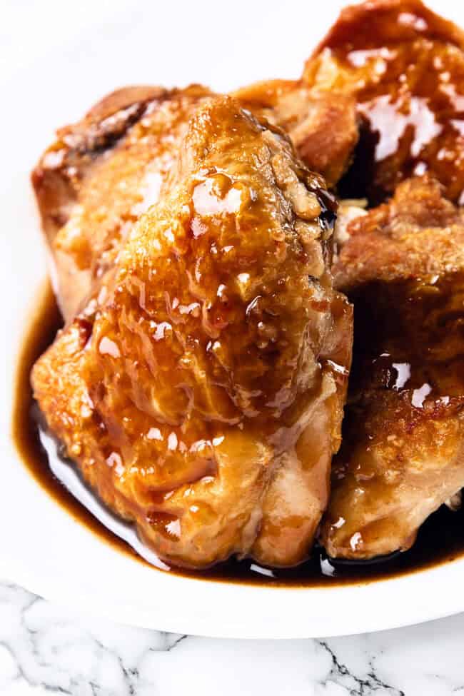 Crispy Skin Chicken Thighs With Bourbon Glaze