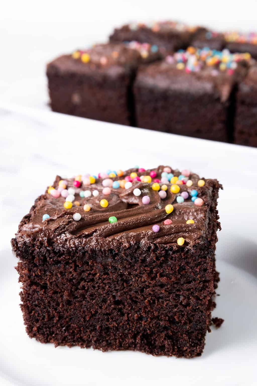 Chocolate Sheet Cake with Whipped Ganache Frosting