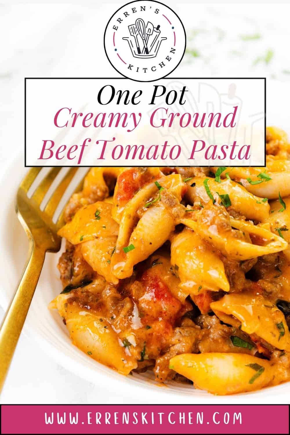 One Pot Creamy Tomato Ground Beef Pasta